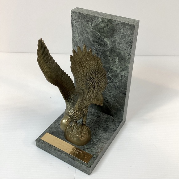 Accents | Vintage Bronze Eagle Marble Bookend Holder Statue Isaiah 431 ...